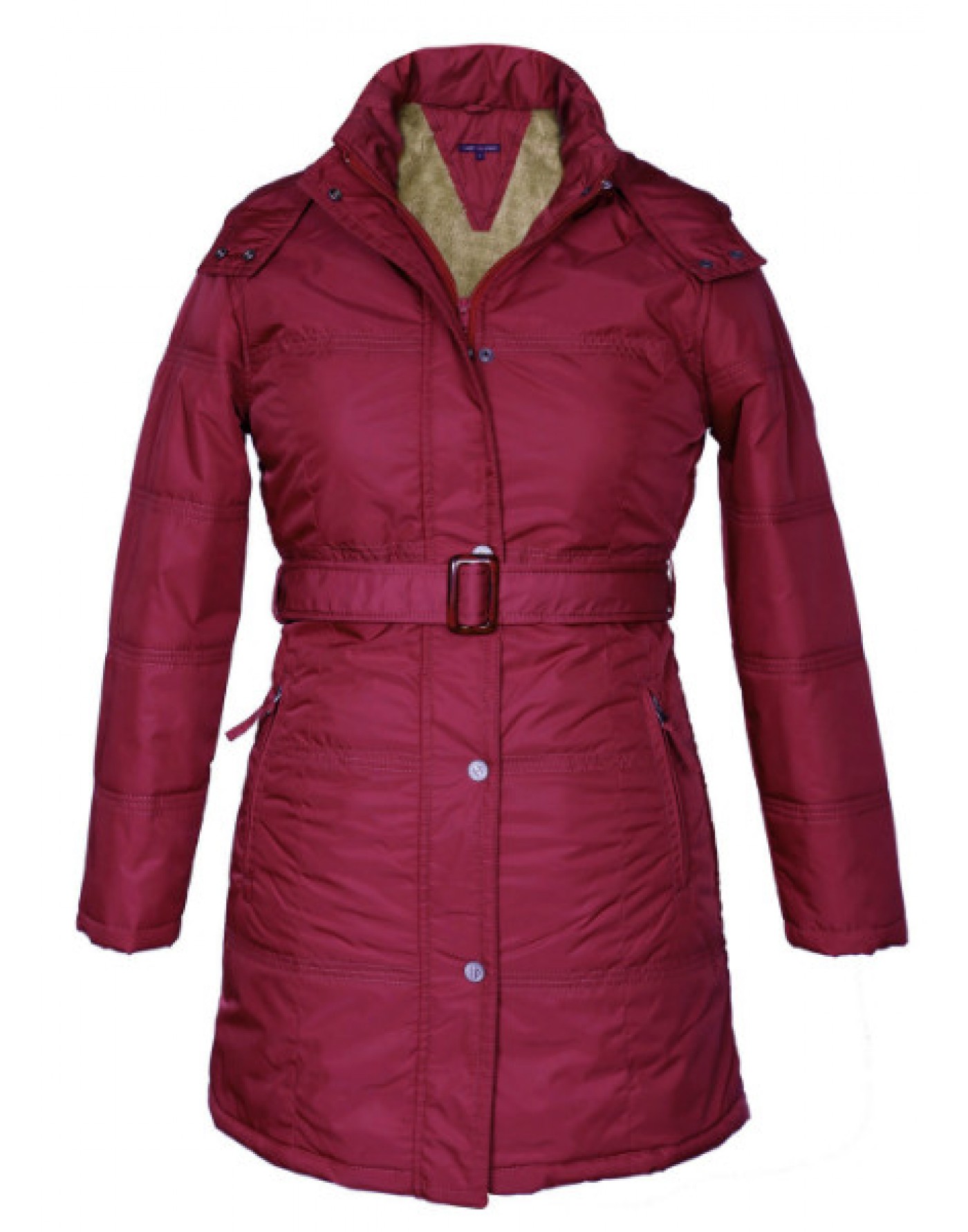 Shop Ladies long Jacket with Belt Mulberry at Woollen Wear